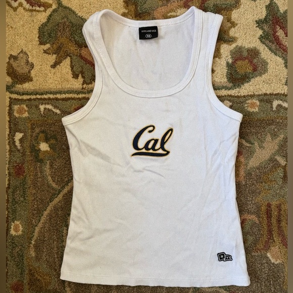 Tops | Ucb Berkeley Cal Athletics White Ribbed Tank With Embroidered ...
